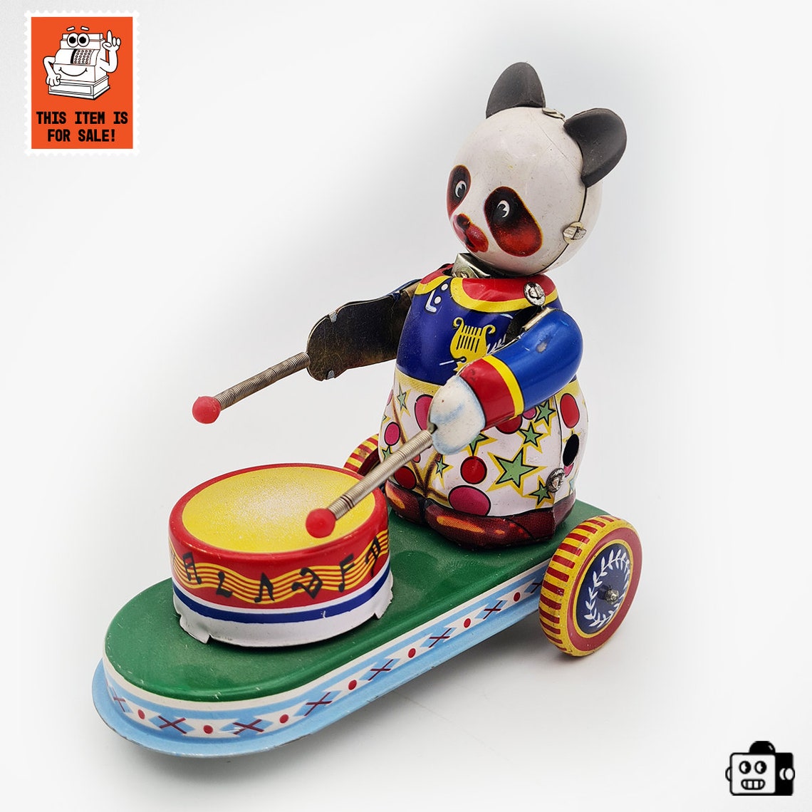 1970s Wind up Tin Toy Drumming Panda With Original Box. MS565. Made in ...