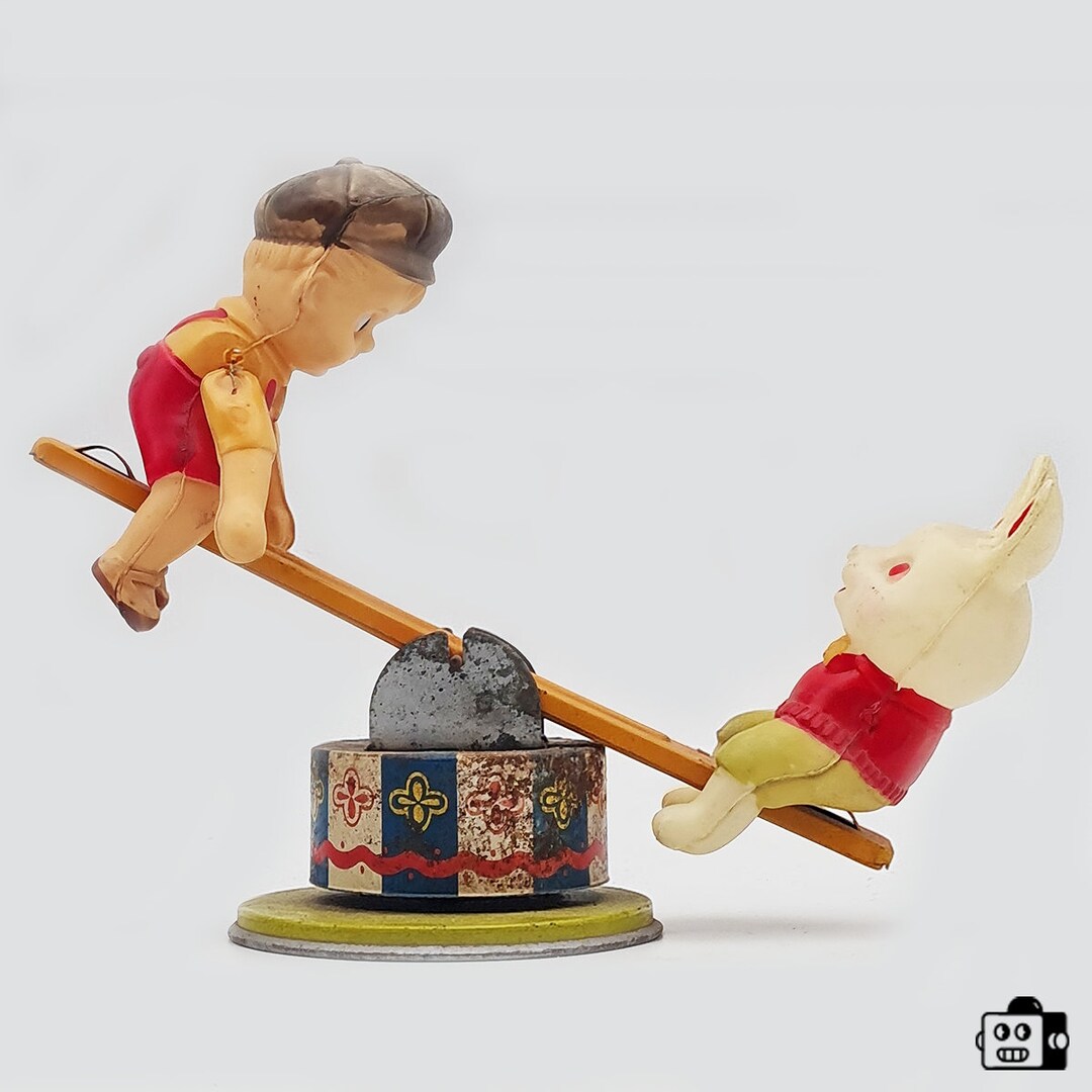 See Saw Rabbit and Boy Windup, Made in Japan - Etsy