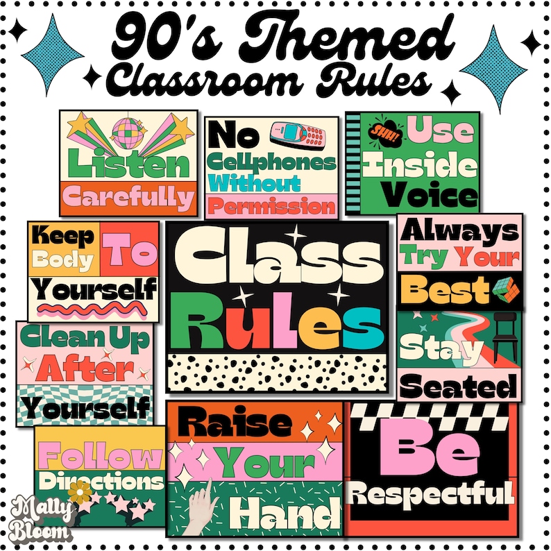 Classroom Rules Poster Bundle, Classroom Expectations, Bulletin Board ...