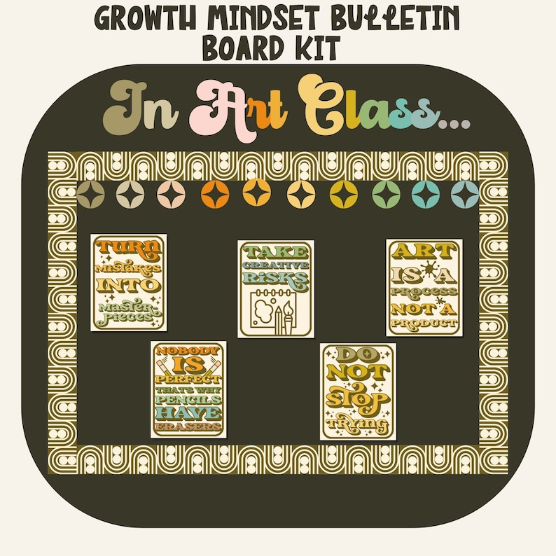 Art Class Decor Poster Bundle, Growth Mindset Bulletin Board Kit, Art ...