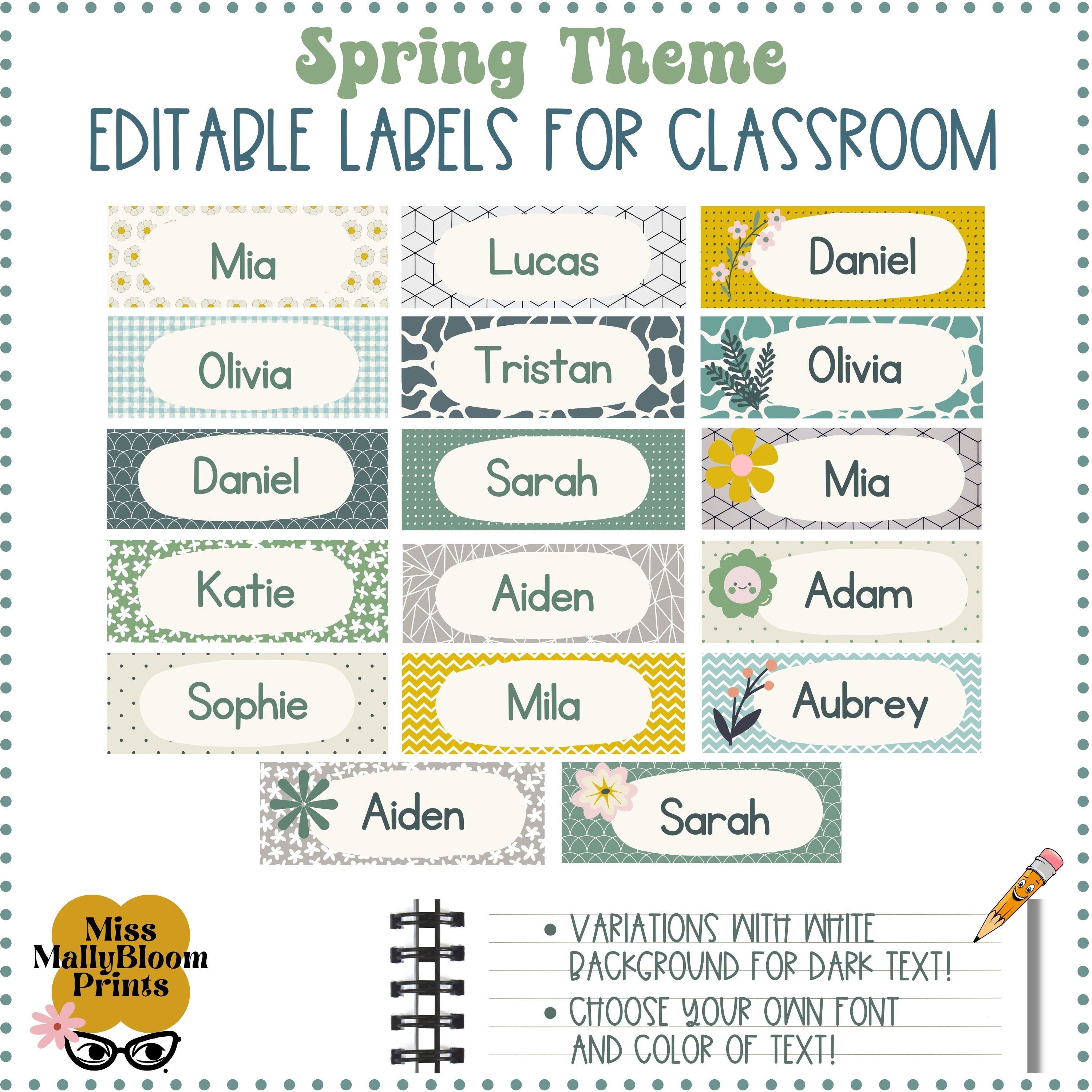 Editable Classroom Labels Name Labels Editable Name Labels - Etsy UK