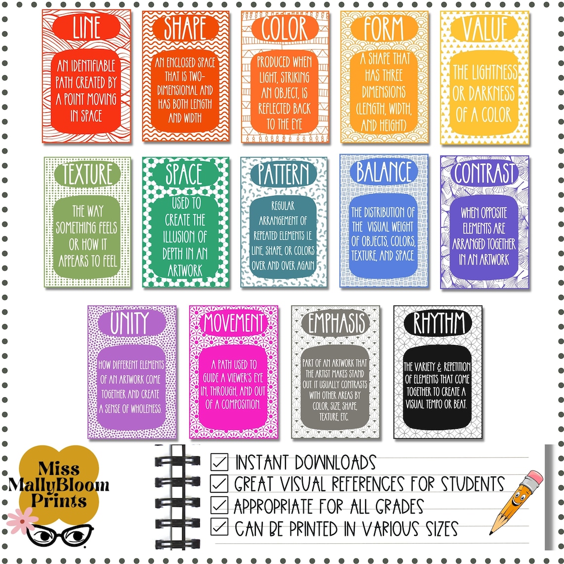 Color Wheel Elements of Art Classroom Decor Bundle Principles | Etsy