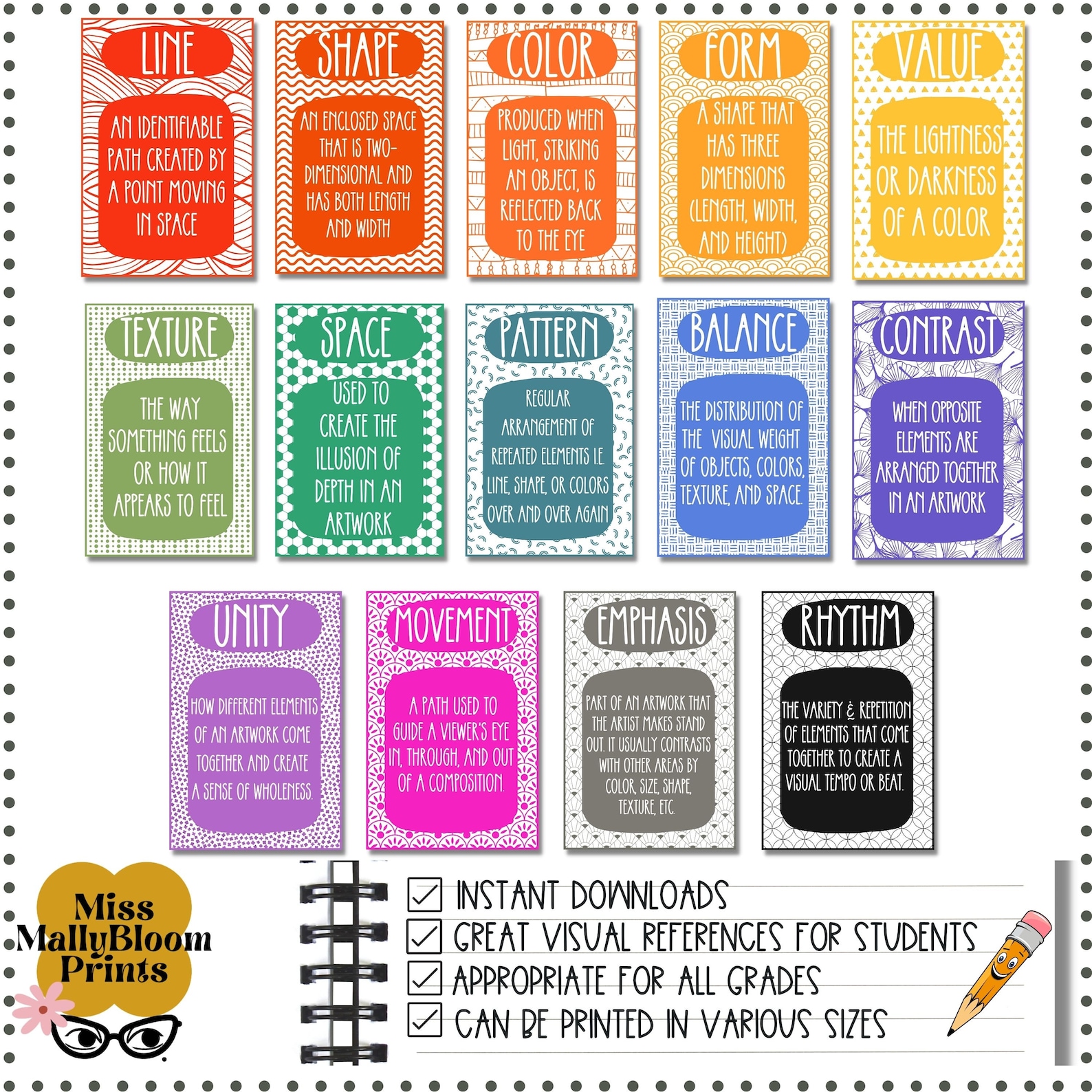 Color Wheel Elements of Art Classroom Decor Bundle Principles - Etsy