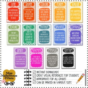 Color Wheel Elements of Art Classroom Decor Bundle, Principles of ...