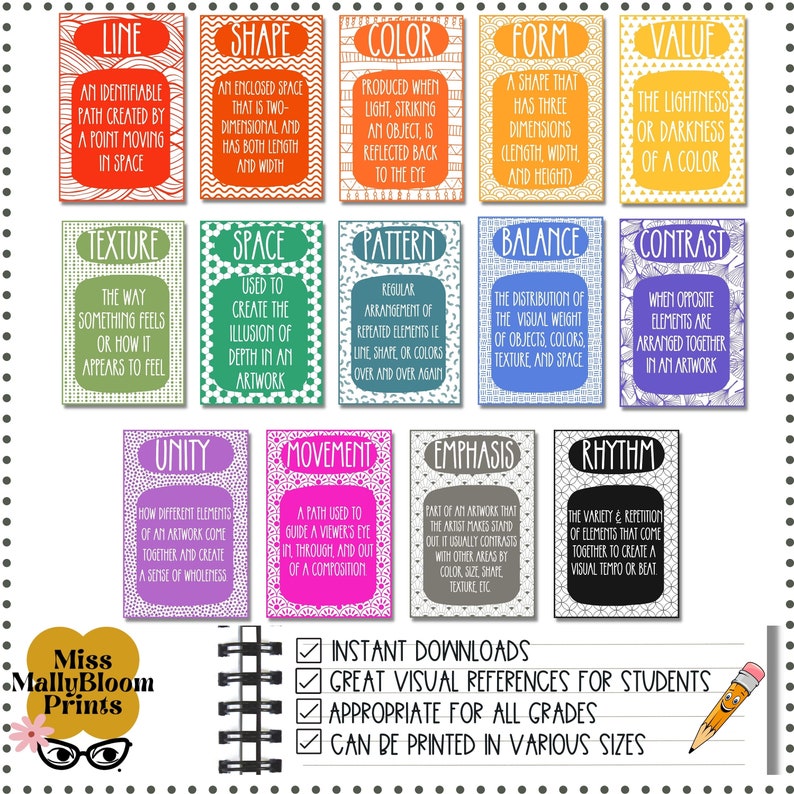 Color Wheel Elements of Art Classroom Decor Bundle Principles - Etsy