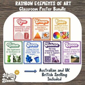 Classroom Poster Bundle, Rainbow Elements of Art Classroom Decor Bundle ...
