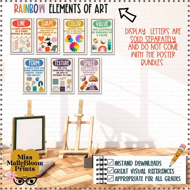 Classroom Poster Bundle Rainbow Elements of Art Classroom - Etsy