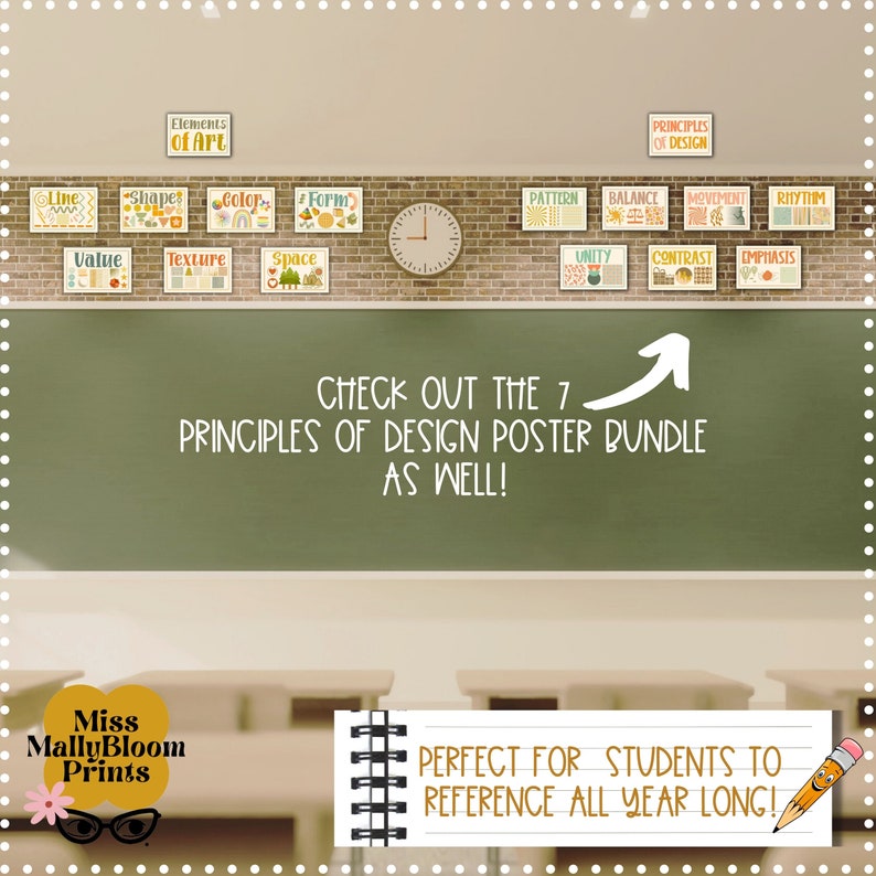Art Classroom Poster Bundle Neutral Elements Of Art Art Etsy
