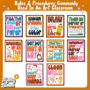 Art Room Poster, Art Class Rules and Procedure Poster Bundle, Growth ...