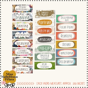 Word Wall Art Bundle , Art Words Classroom Decor, Word Wall Signs, Art ...