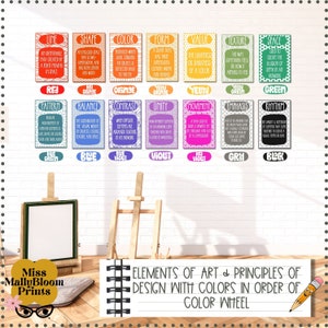Color Wheel Elements of Art Classroom Decor Bundle, Principles of ...