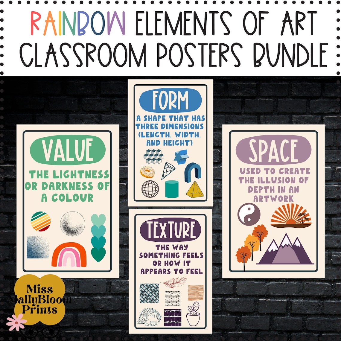 Classroom Poster Bundle Rainbow Elements of Art Classroom | Etsy