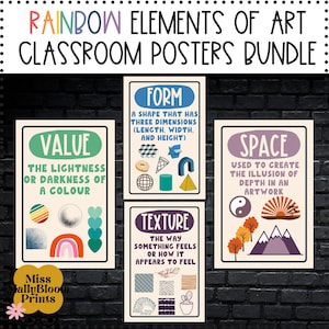 Classroom Poster Bundle, Rainbow Elements of Art Classroom Decor Bundle ...