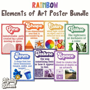 Classroom Poster Bundle, Rainbow Elements of Art Classroom Decor Bundle ...