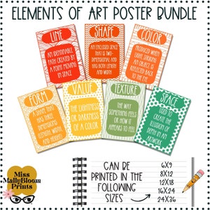 Color Wheel Elements of Art Classroom Decor Bundle, Principles of ...