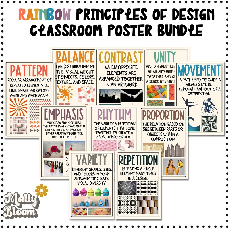 Rainbow Elements of Art Classroom Decor Bundleprinciples of - Etsy