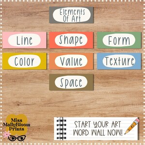 Elements of Art Word Wall Art, Classroom Decor, Word Wall Signs, Art ...