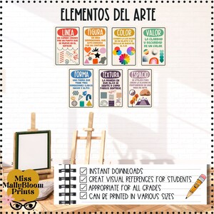 Spanish Classroom Poster Bundle, Rainbow Elements of Art, Spanish Class ...