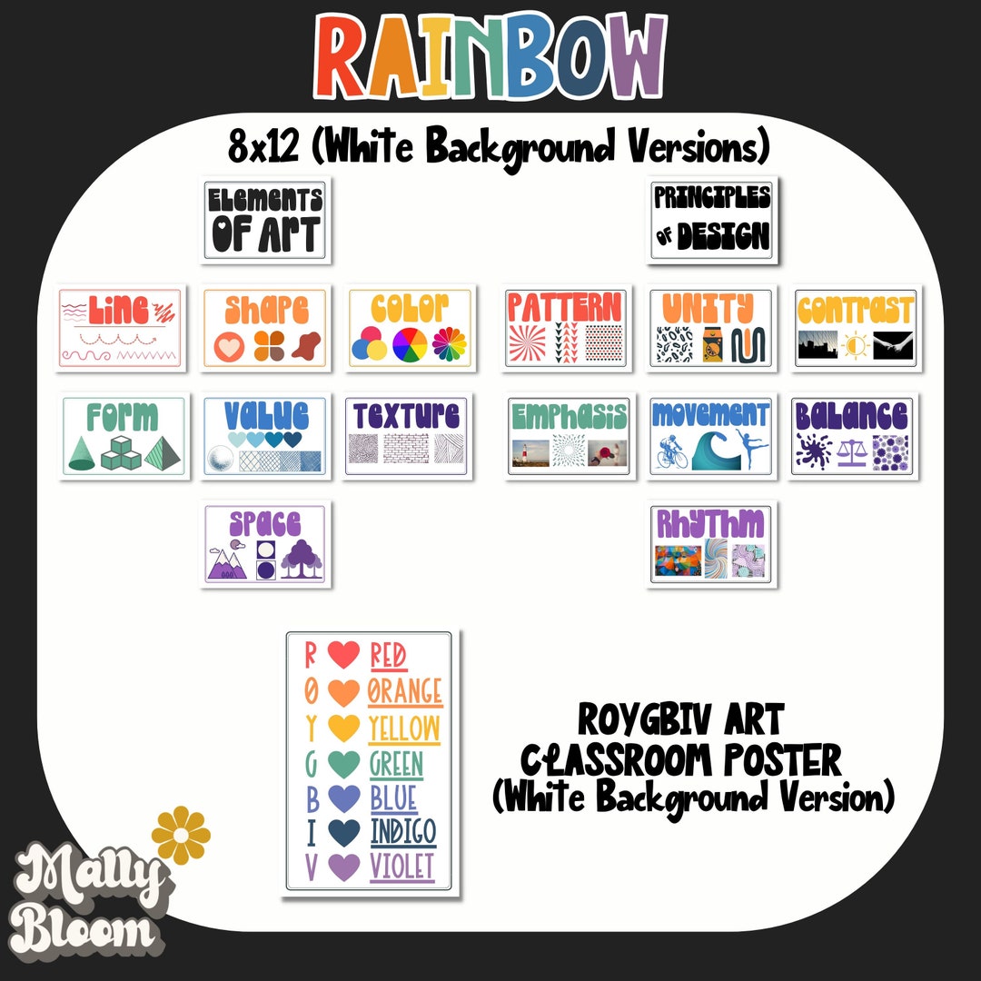 Rainbow Elements of Art Classroom Decor Bundle,principles of Design ...