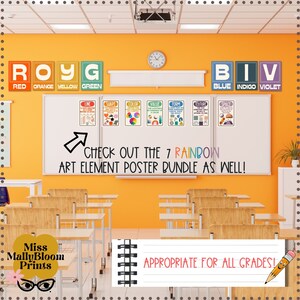 Classroom Poster Bundle, ROYGBIV Rainbow Art Classroom Decor Bundle ...