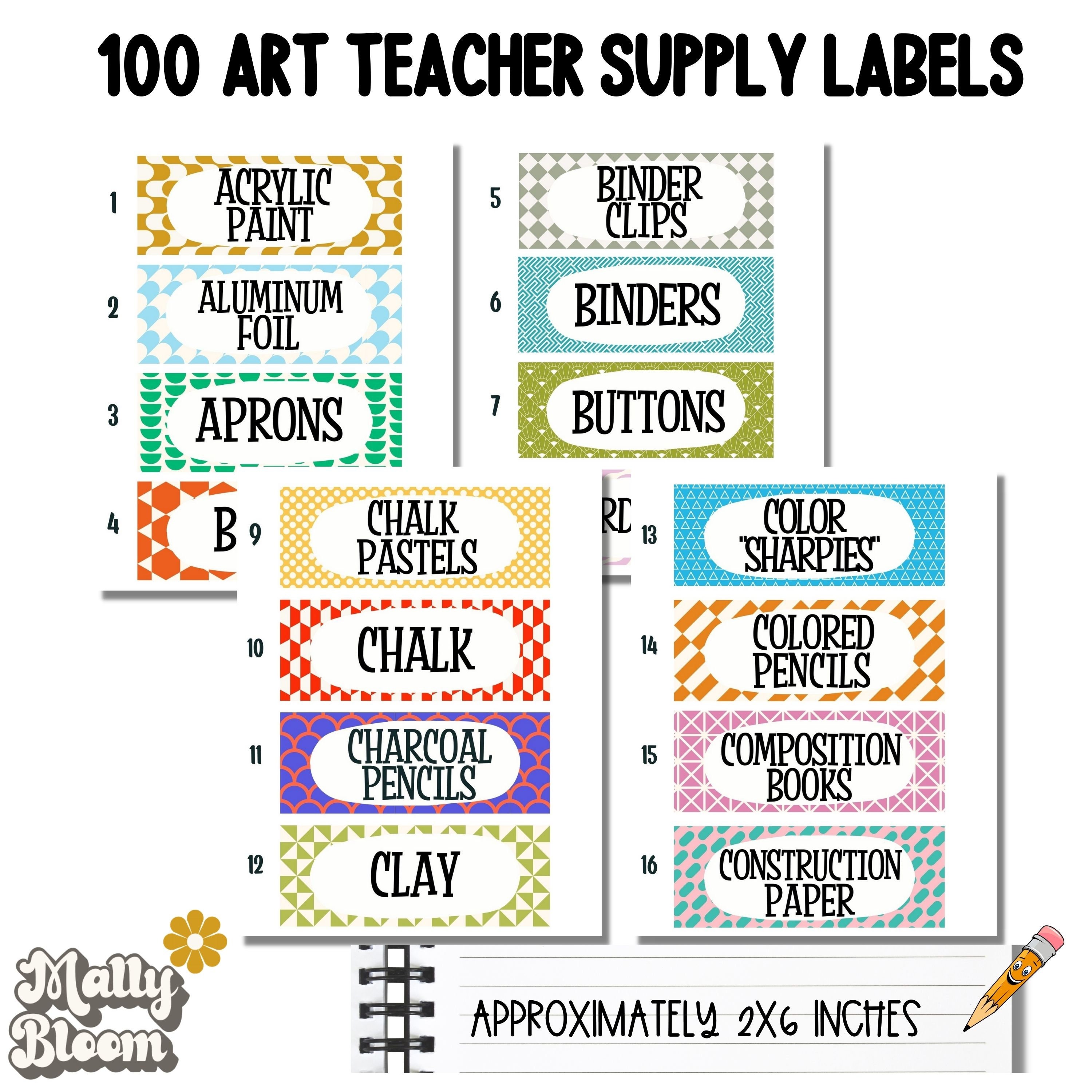 Art Classroom Supply Labels Art Closet Organization Labels - Etsy