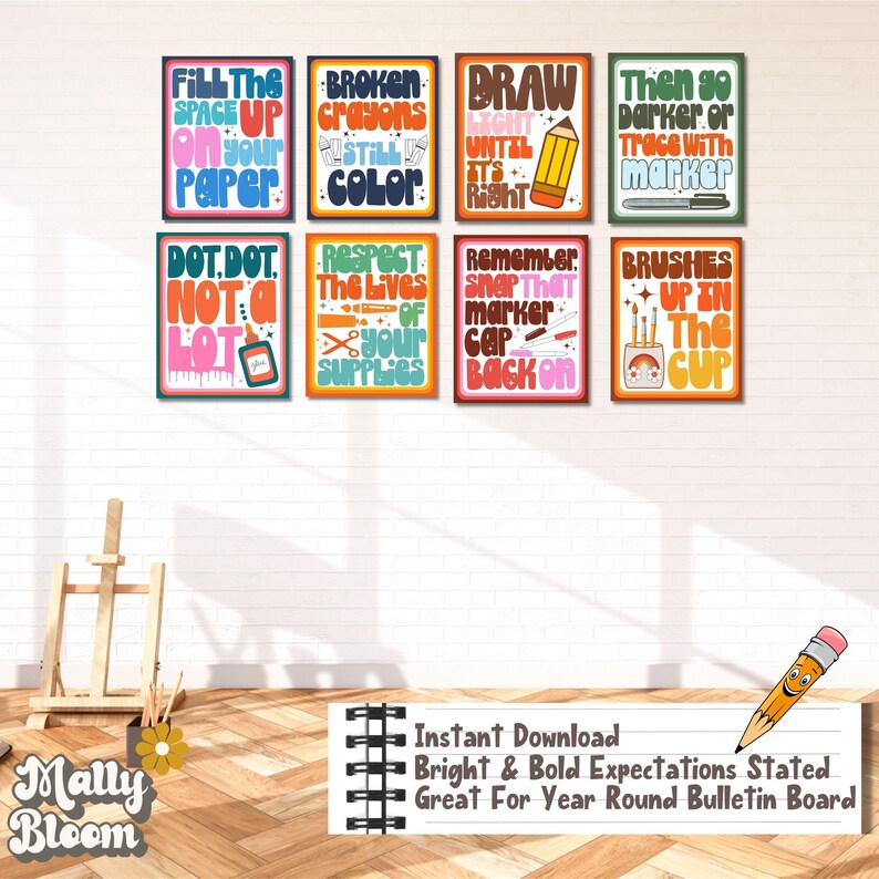 Art Room Poster, Art Class Rules and Procedure Poster Bundle, Growth ...
