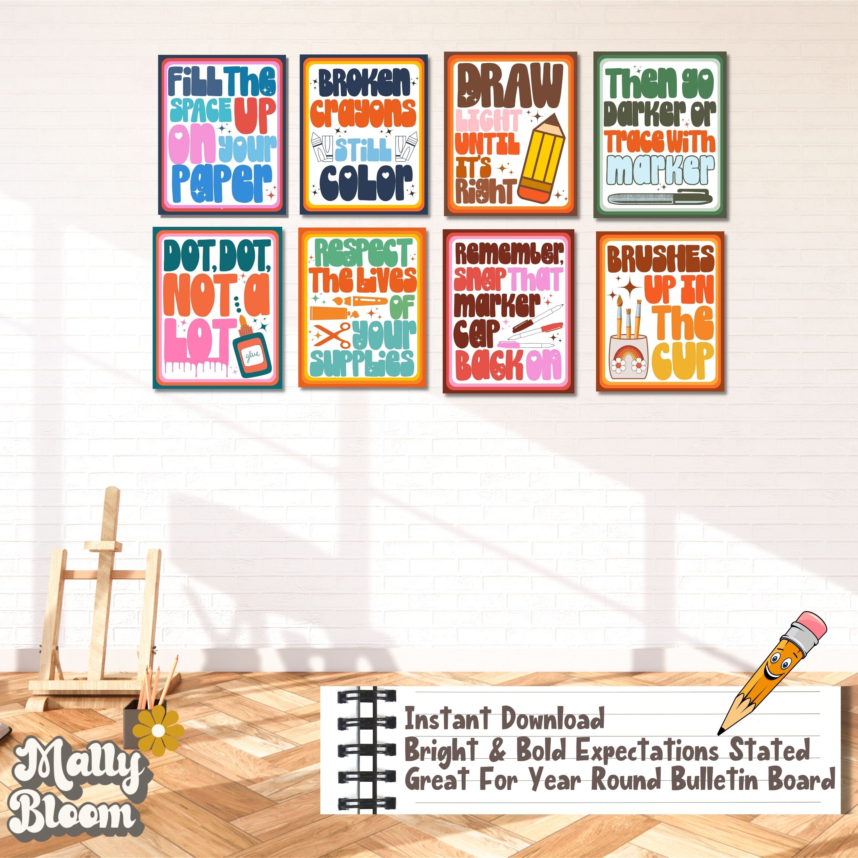 Art Room Poster, Art Class Rules and Procedure Poster Bundle, Growth ...