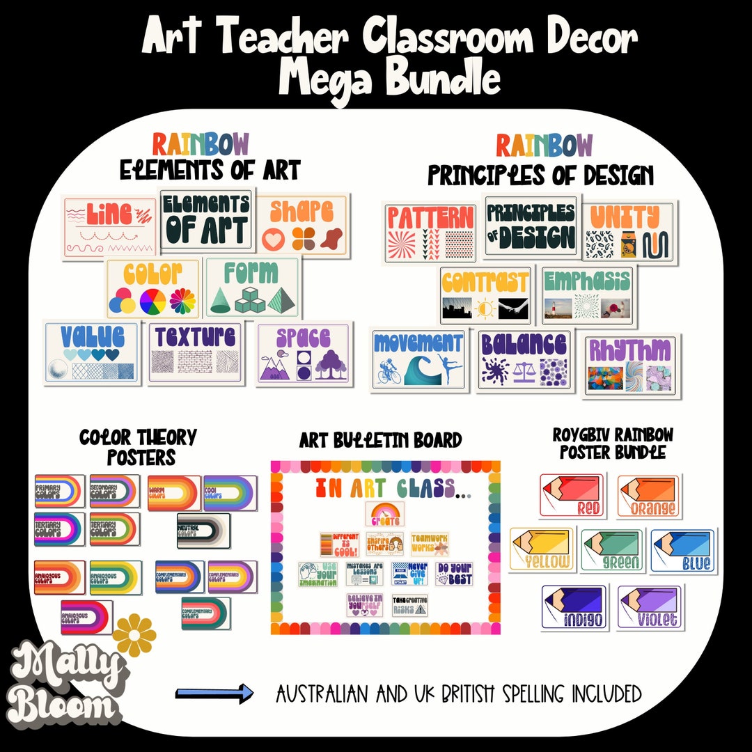 Rainbow Elements of Art Classroom Decor Bundle,principles of Design ...