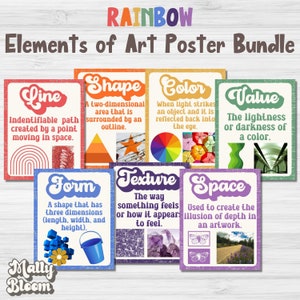 Classroom Poster Bundle, Rainbow Elements of Art Classroom Decor Bundle ...