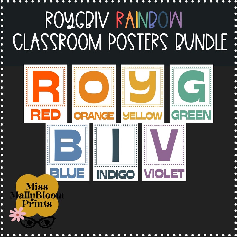Classroom Poster Bundle ROYGBIV Rainbow Art Classroom Decor - Etsy