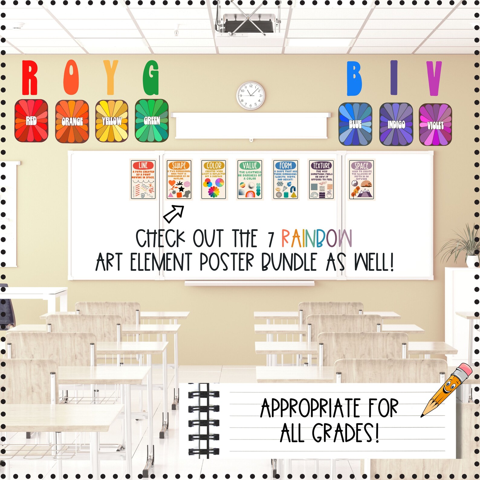 ROYGBIV Art Classroom Poster Bundle Art Class Rainbow - Etsy