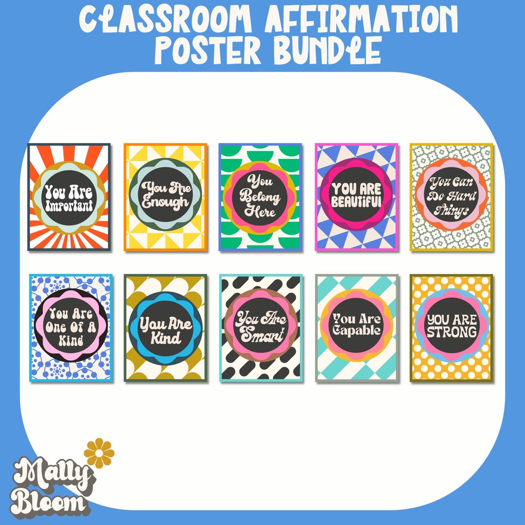 Affirmations for Classroom Poster Bundle, Growth Mindset Display ...