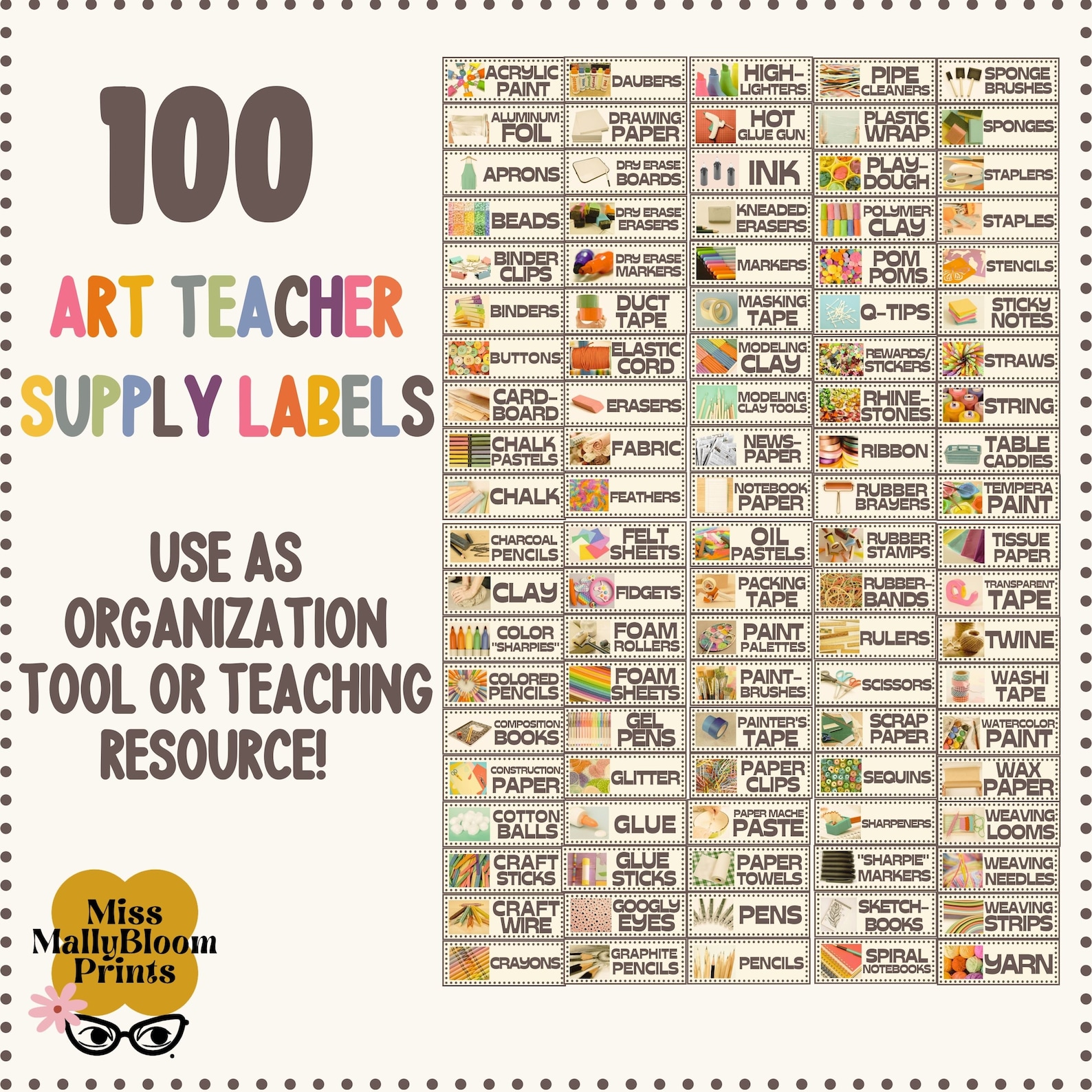 Art Classroom Supply Labels, Art Closet Organization Labels, Classroom ...