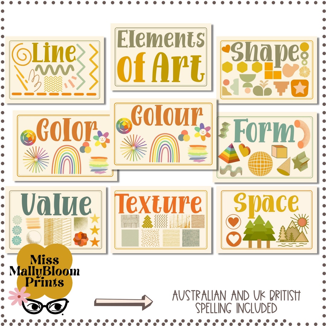 Art Classroom Poster Bundle Neutral Elements Of Art Art Classroom