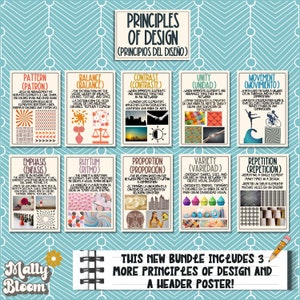 Spanish Bilingual Classroom Poster Bundle, Rainbow Elements of Art ...