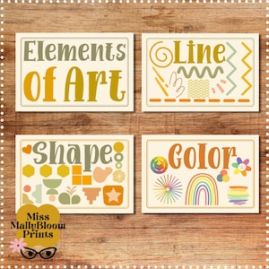 Art Classroom Poster Bundle, Neutral Elements of Art, Art Classroom ...