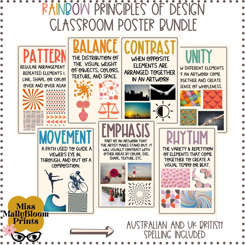 Classroom Poster Bundle Principles Of Design Classroom Decor Etsy 