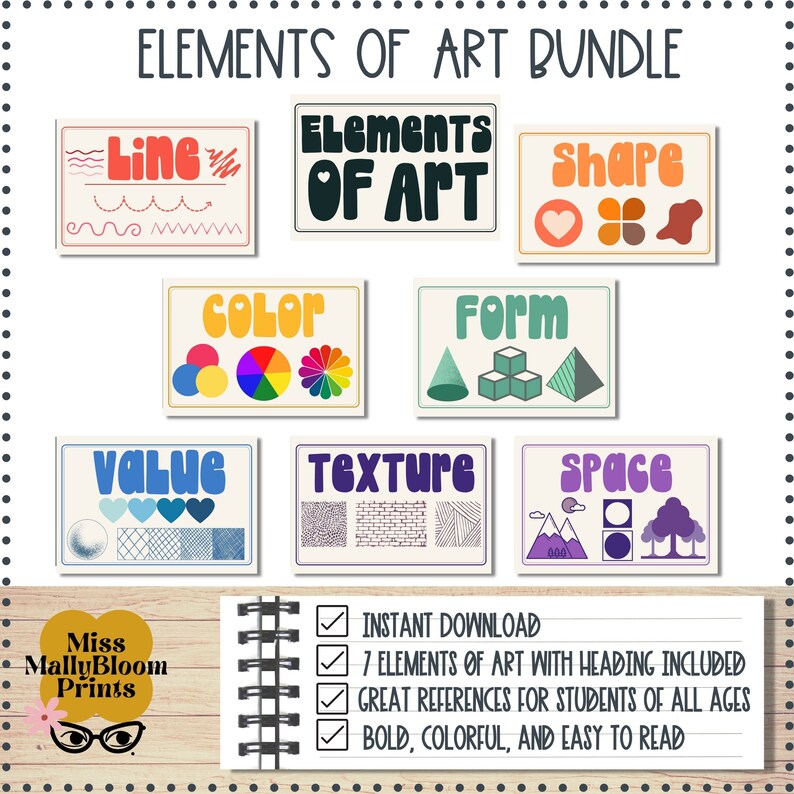 Classroom Poster Bundle, Elements of Art, Art Classroom Decor Bundle ...