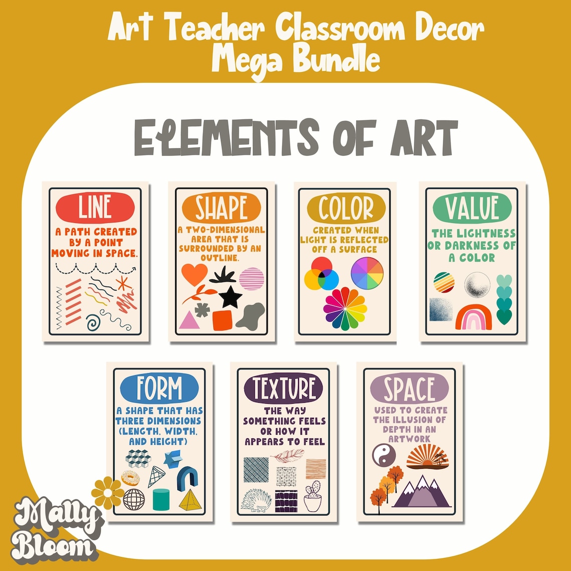 Rainbow Elements of Art Classroom Decor Bundleprinciples of - Etsy