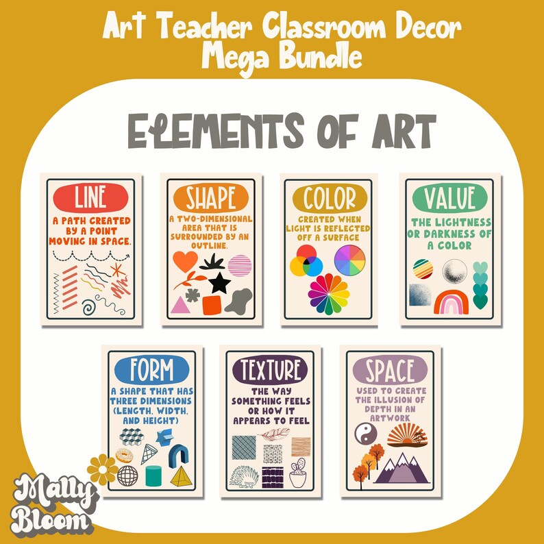 Rainbow Elements of Art Classroom Decor Bundleprinciples of - Etsy
