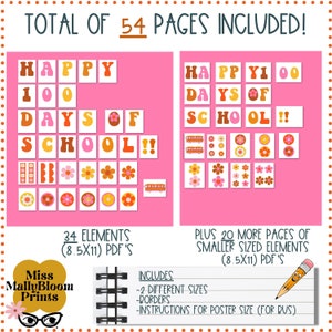 Happy 100 Days of School Bulletin Board Kit or Classroom Holiday Decor ...