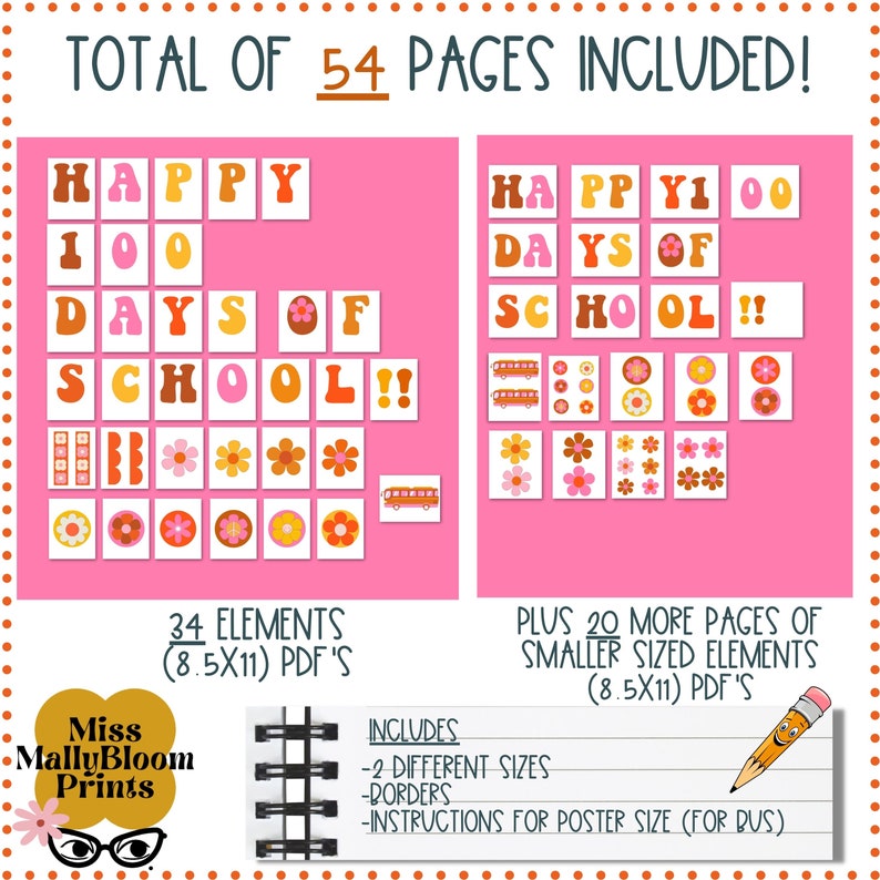 Happy 100 Days of School Bulletin Board Kit or Classroom - Etsy