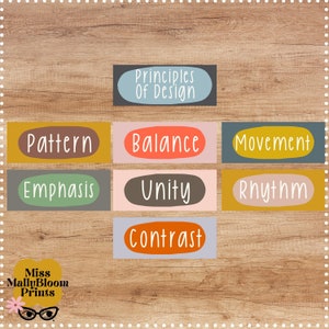 Principles of Design Word Wall Art, Classroom Decor, Word Wall Signs ...