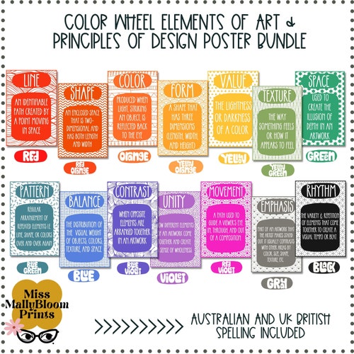 Color Wheel Elements of Art Classroom Decor Bundle Principles - Etsy