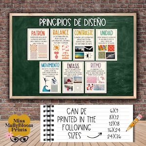 Spanish Classroom Poster Bundle, Rainbow Principles of Design, Spanish ...