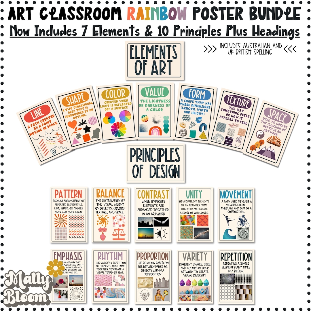 Rainbow Elements of Art Classroom Decor Bundleprinciples of - Etsy