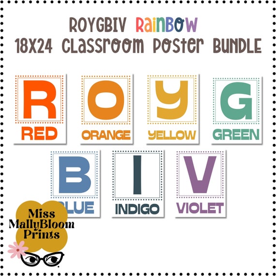 Classroom Poster Bundle ROYGBIV Rainbow Art Classroom Decor - Etsy
