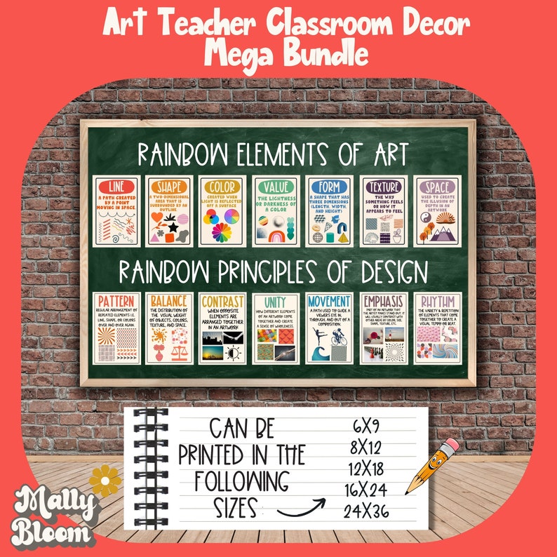 Rainbow Elements of Art Classroom Decor Bundle,principles of Design ...