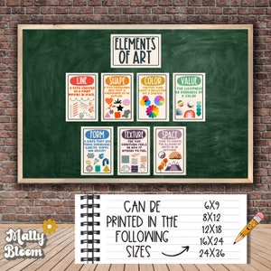 Classroom Poster Bundle, Rainbow Elements of Art Classroom Decor Bundle ...