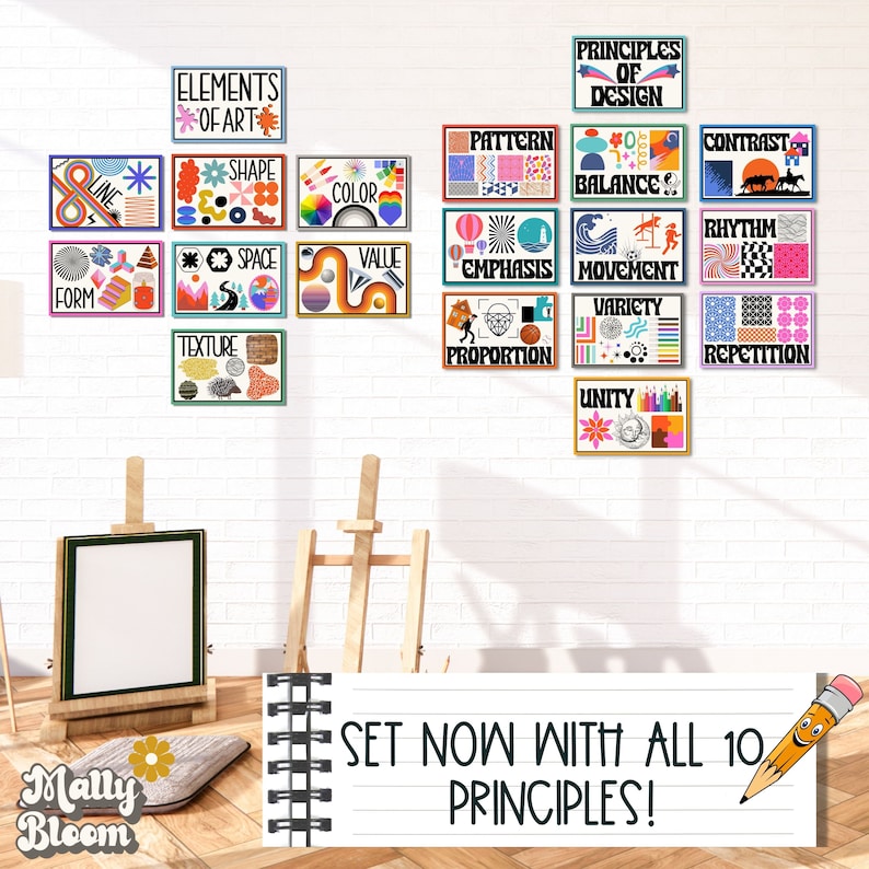 Elements of Art, Principles of Design Poster Bundle, Classroom Decor ...